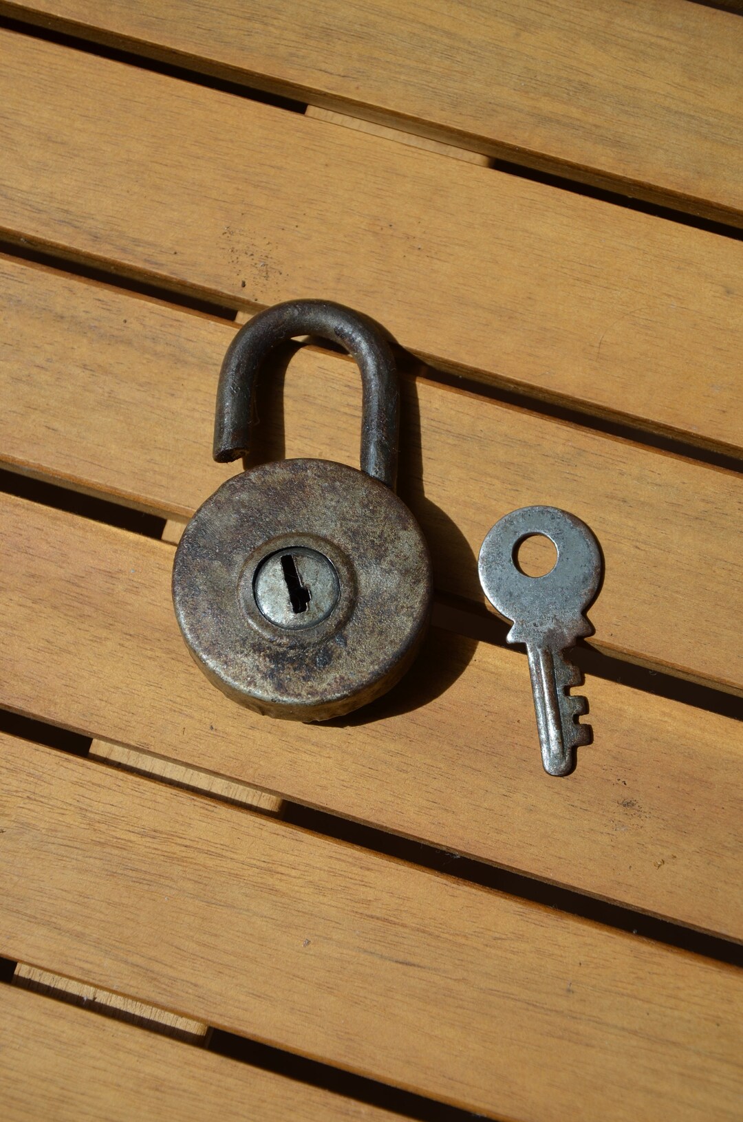 Vintage Padlock With Key, Metal Padlock 1940's, Antique Industrial ...