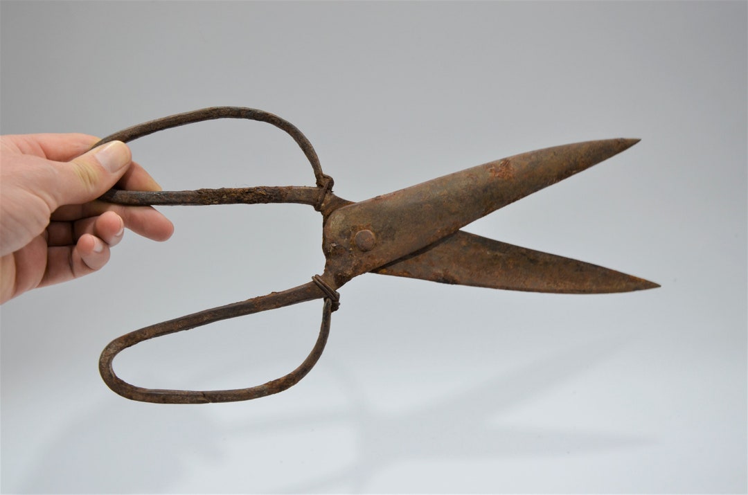 Antique Primitive Hand-forged Iron Scissors 1900, Industrial Scissors ...