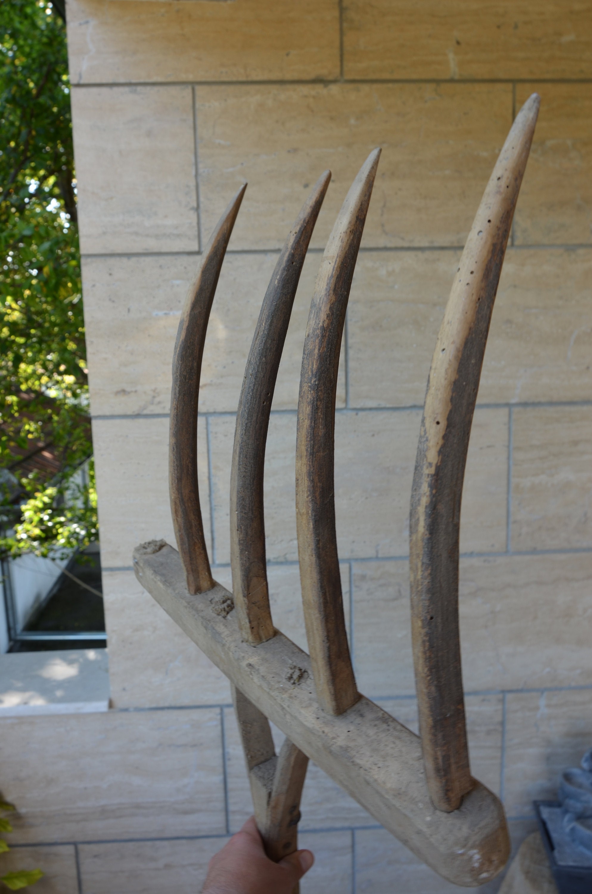 Vintage Primitive 18th Century Large Wooden Hay Fork, Garden Decor ...