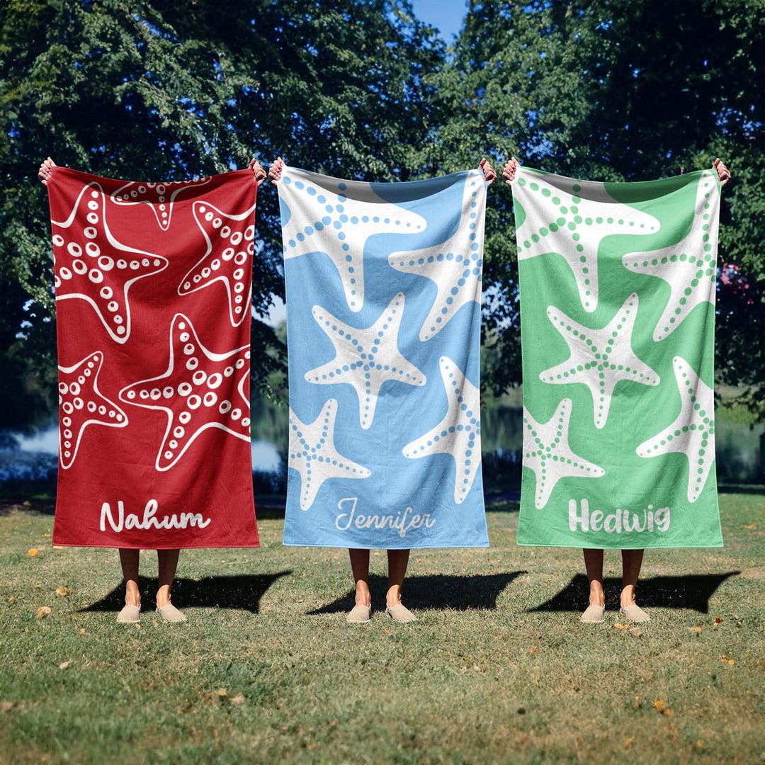 Starfish Custom Beach Towel, Personalized Name Beach Towel,summer Beach Towel, Pool Towel for ...