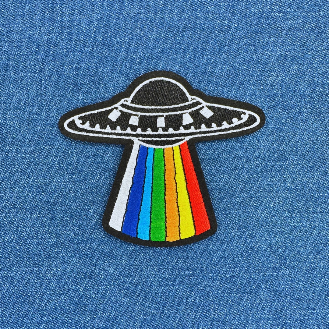 UFO Outer Space Alien Rainbow Spaceship Iron on Patch - Etsy