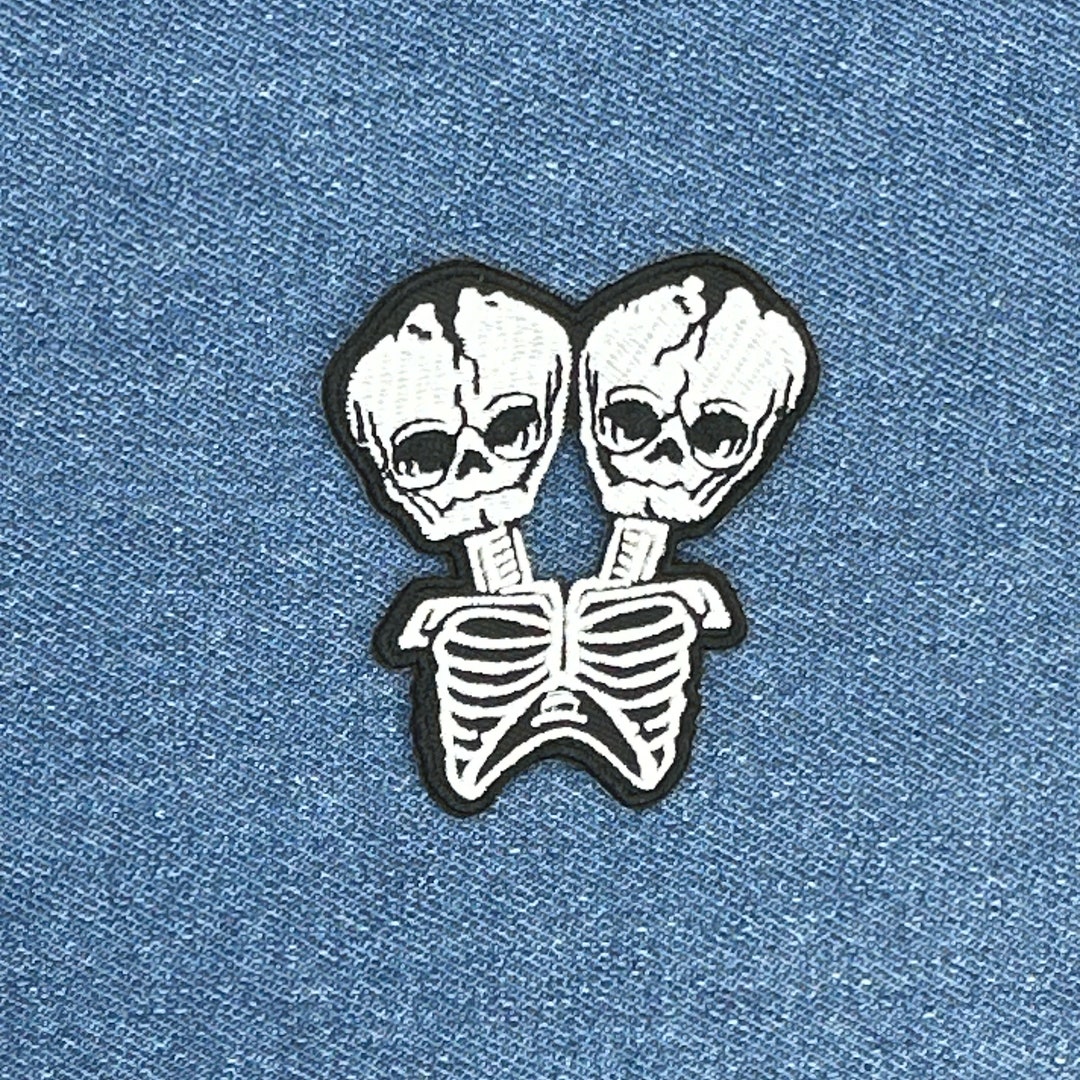 Skeleton Torso With Two Skull Heads Iron on Patch - Etsy