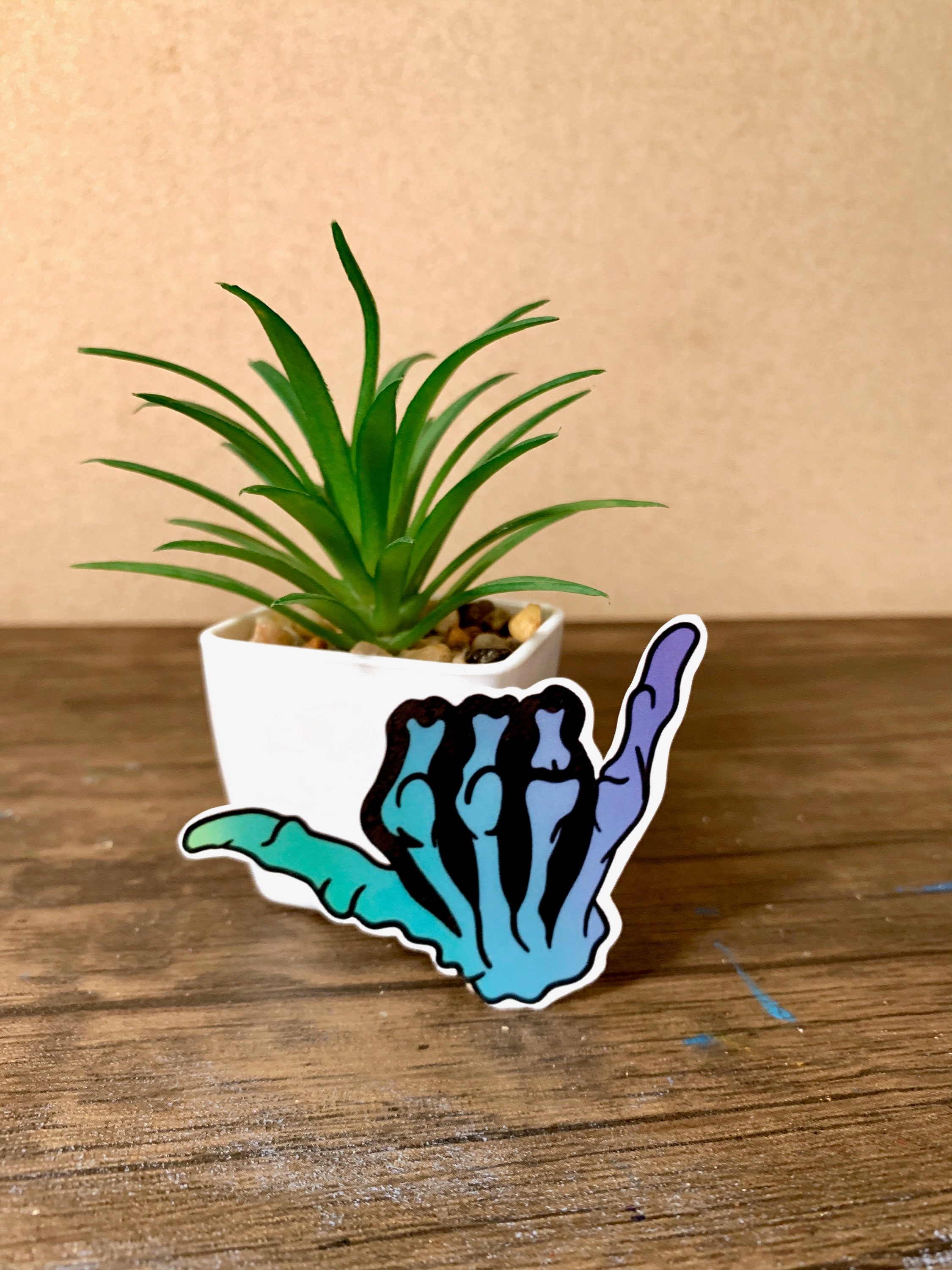 Blue Gradient Hang Loose Sticker Shaka Aesthetic Stickers - Etsy UK