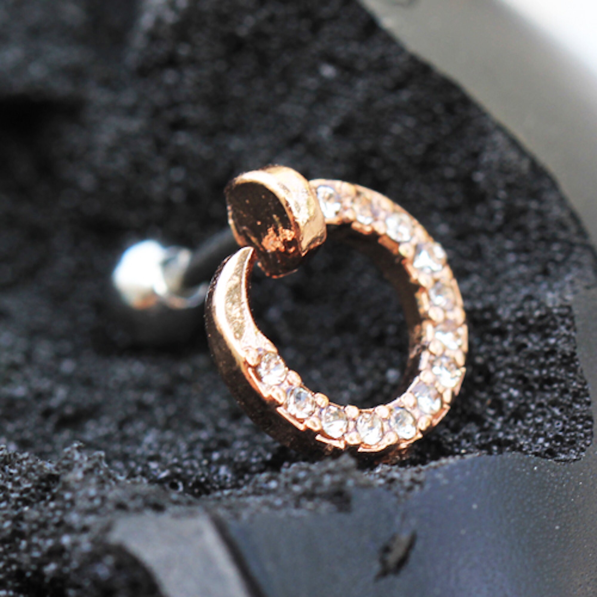 Rose Gold Plated Jeweled Circular Ring Cartilage Earring - Etsy