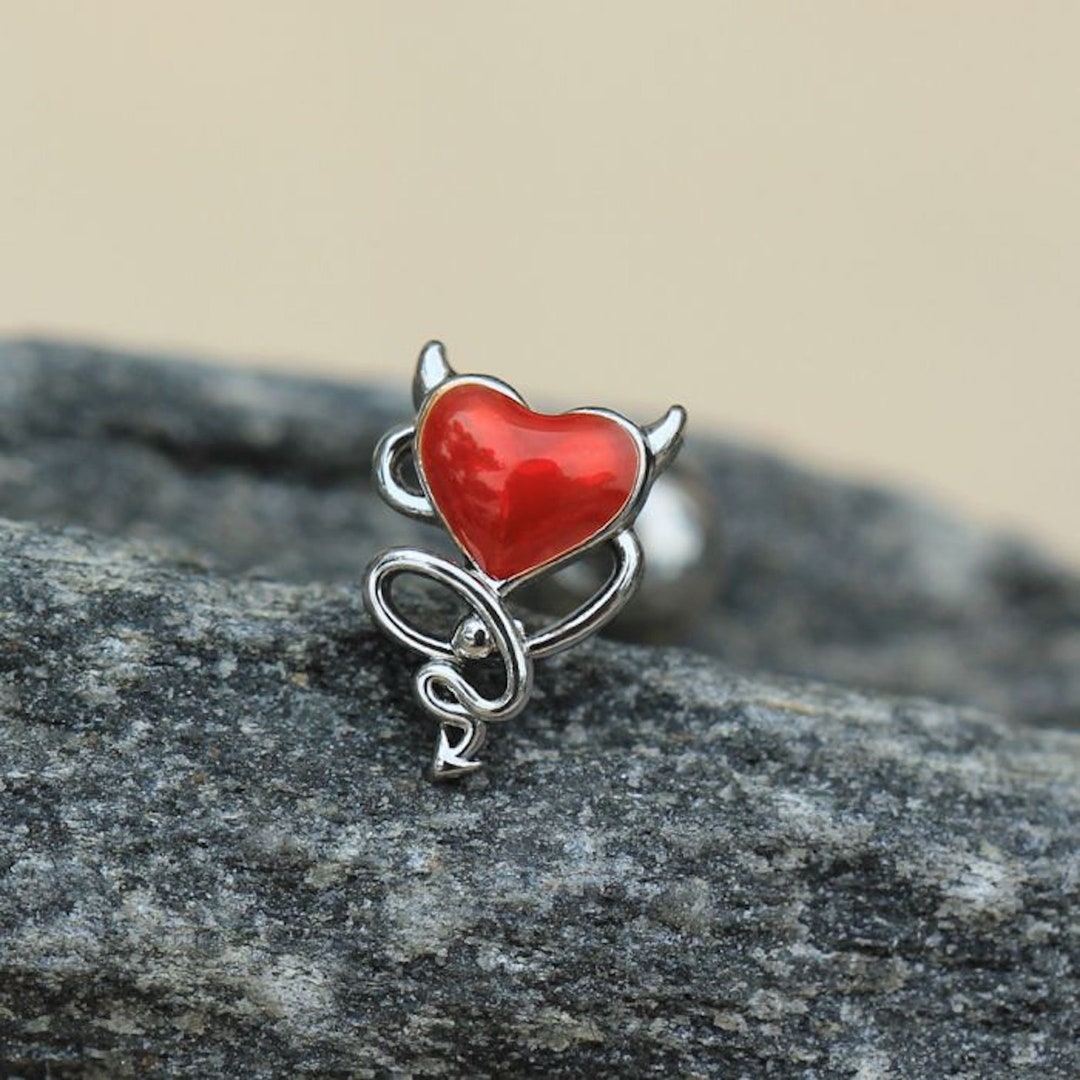 Devil's Heart Cartilage Earring Stainless Steel - Etsy
