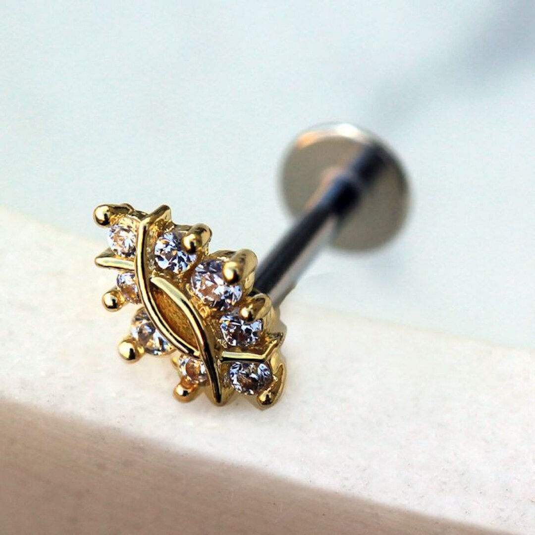 Gold Plated Jeweled Ancient Symbol Sign Labret - Etsy