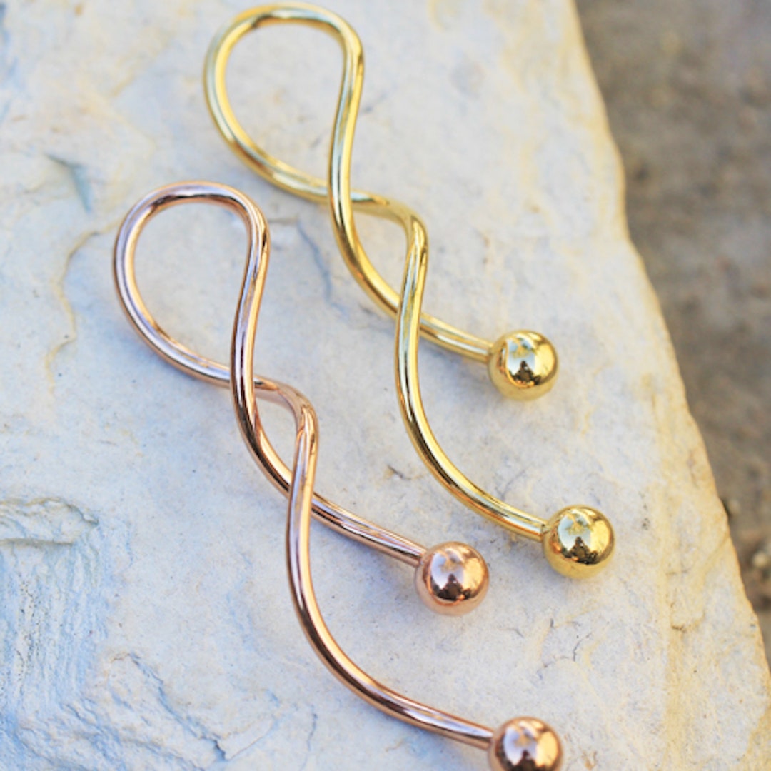 Spiral Belly Button Button Navel Ring Gold Plated - Etsy