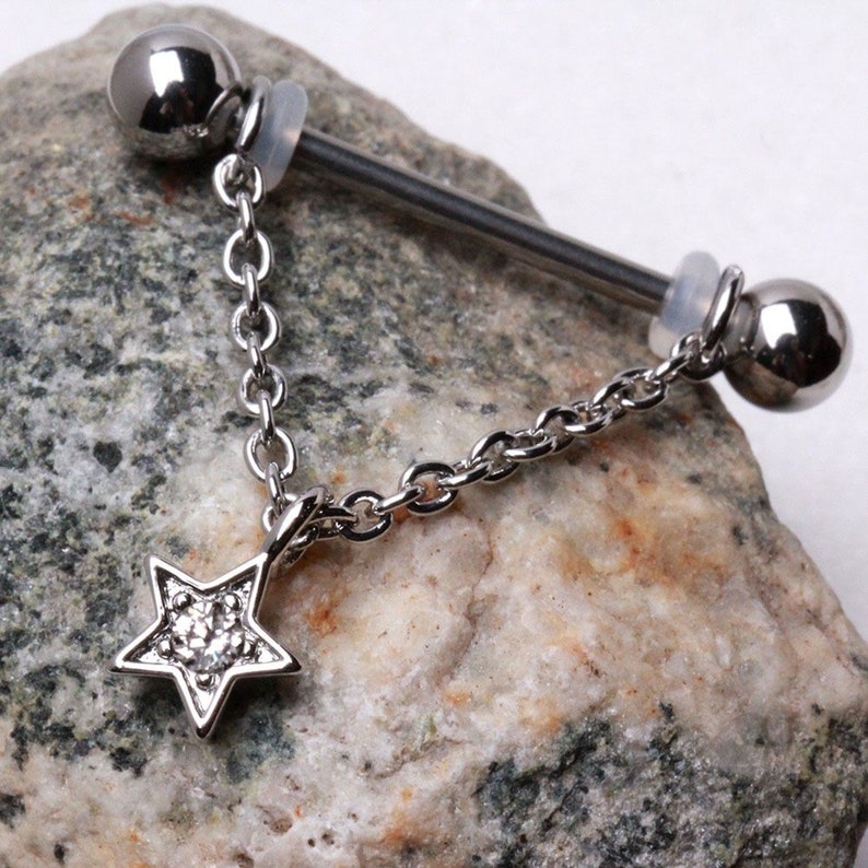316L Stainless Steel Chained Star Dangle Nipple Ring - Etsy