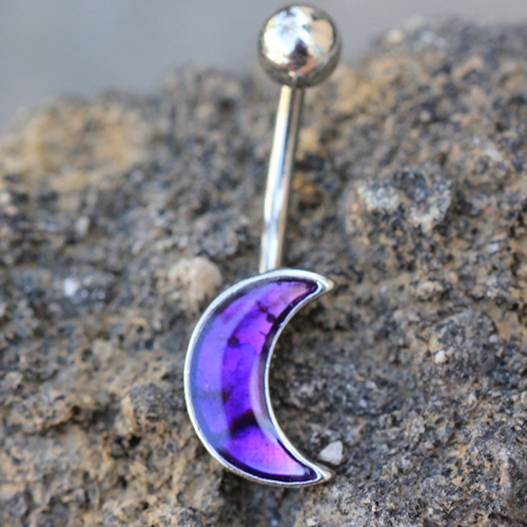 Galaxy Moon Belly Button Navel Ring - Etsy