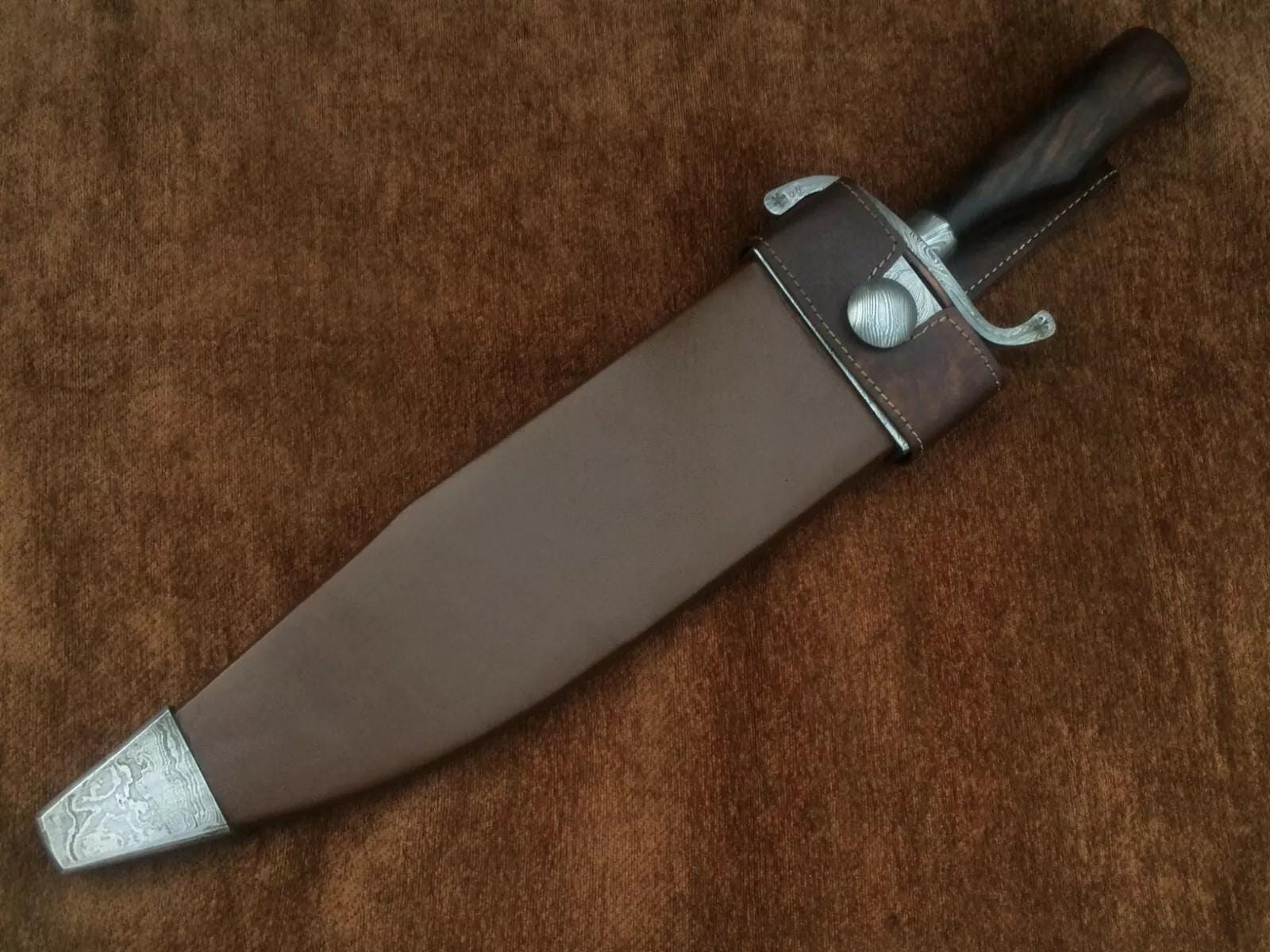 Handmade Damascus Steel Bowie Knife, Alamo Musso, Museum Replica - Etsy