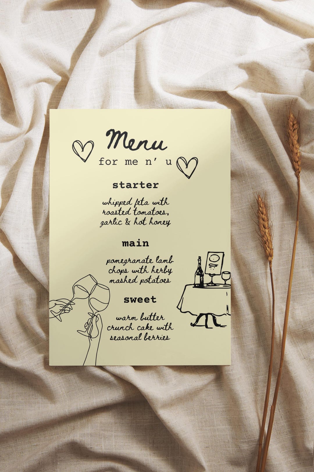 Cute "for Me N' U" Menu Design. Elegant Classy Sophisticated Italian ...
