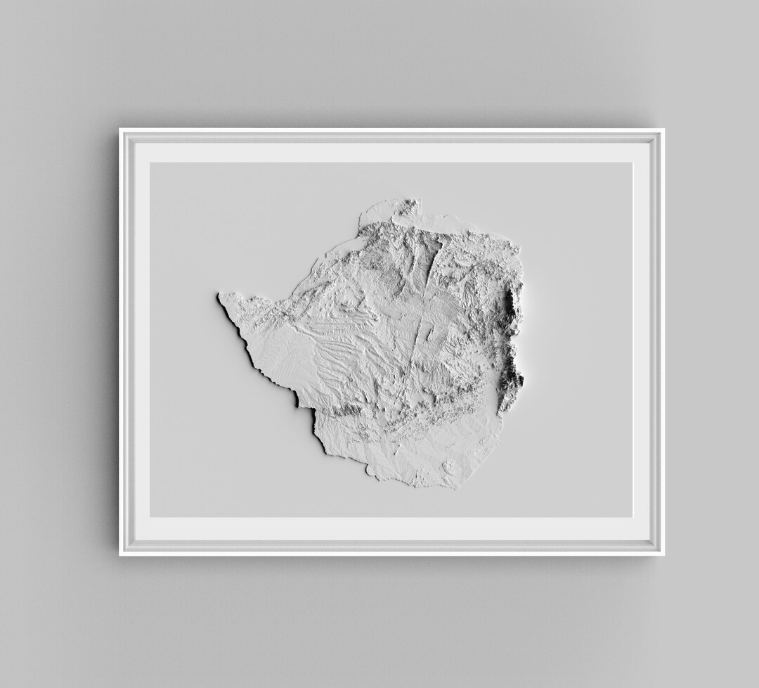 Zimbabwe Relief Map Print - Etsy