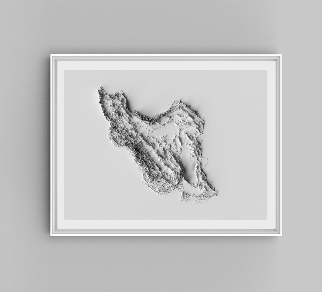 Iran Relief Map Print - Etsy