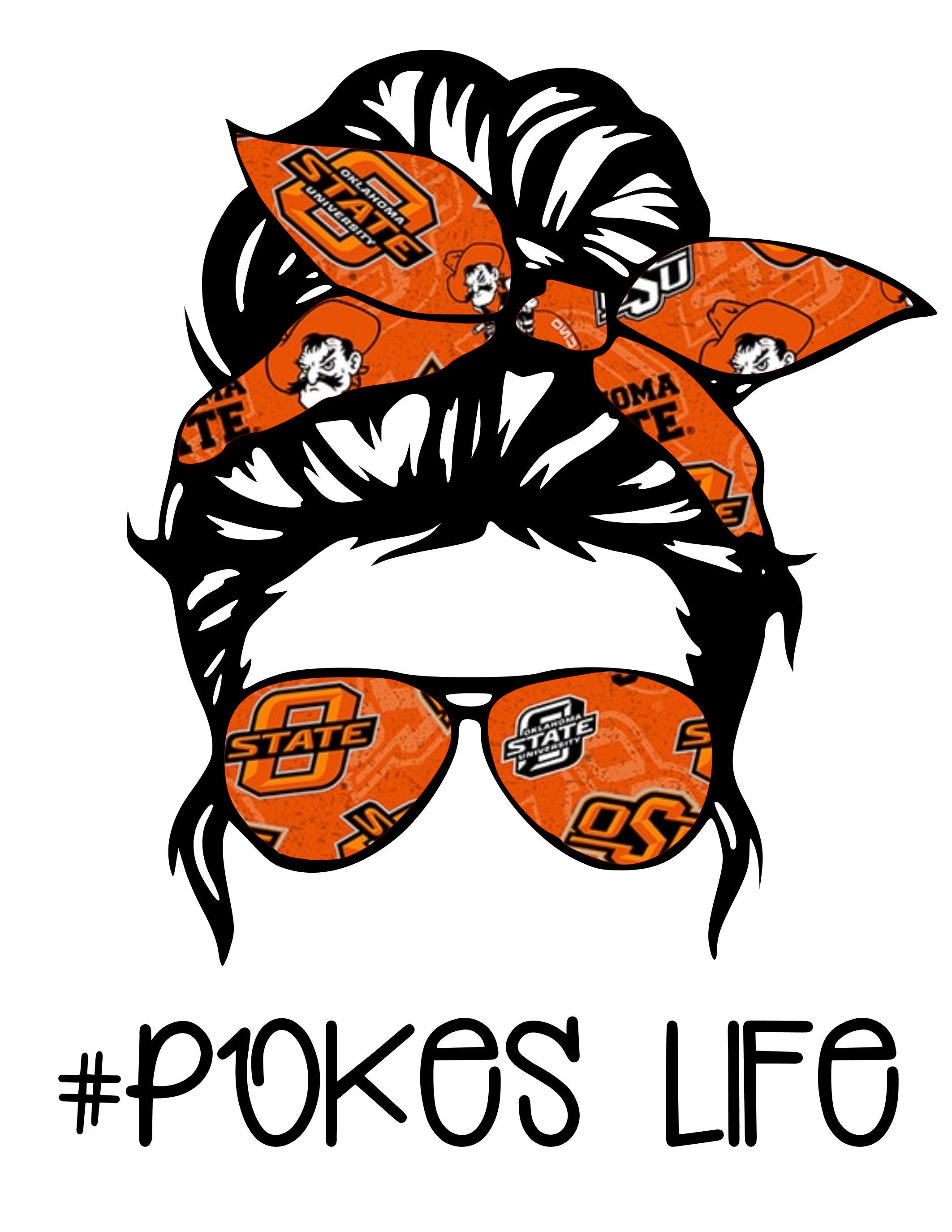 OK State Cowboys OSU Messy Bun Pokes Life Printable | Etsy