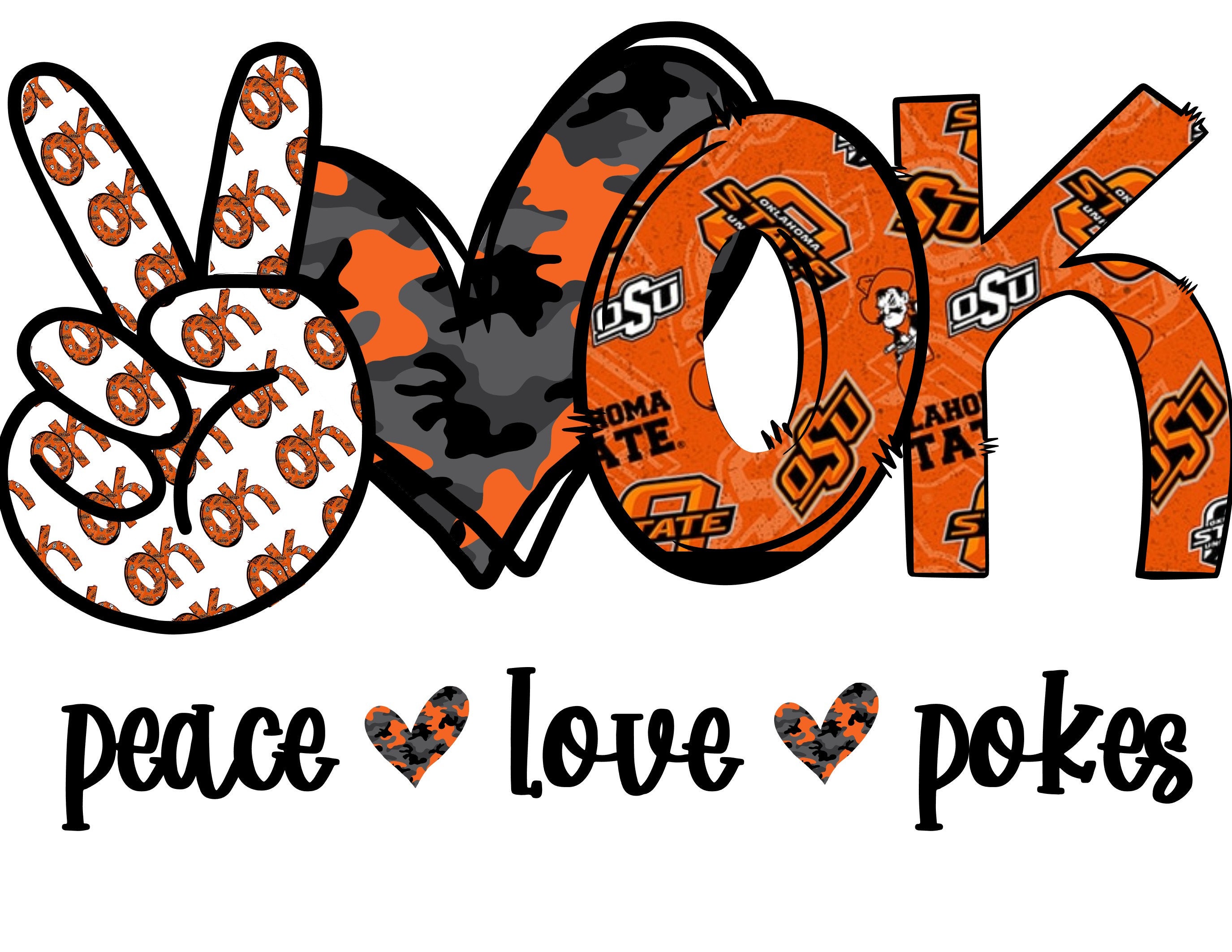 Peace Love Ok State OSU Pokes Cowboys Camo Sublimation | Etsy