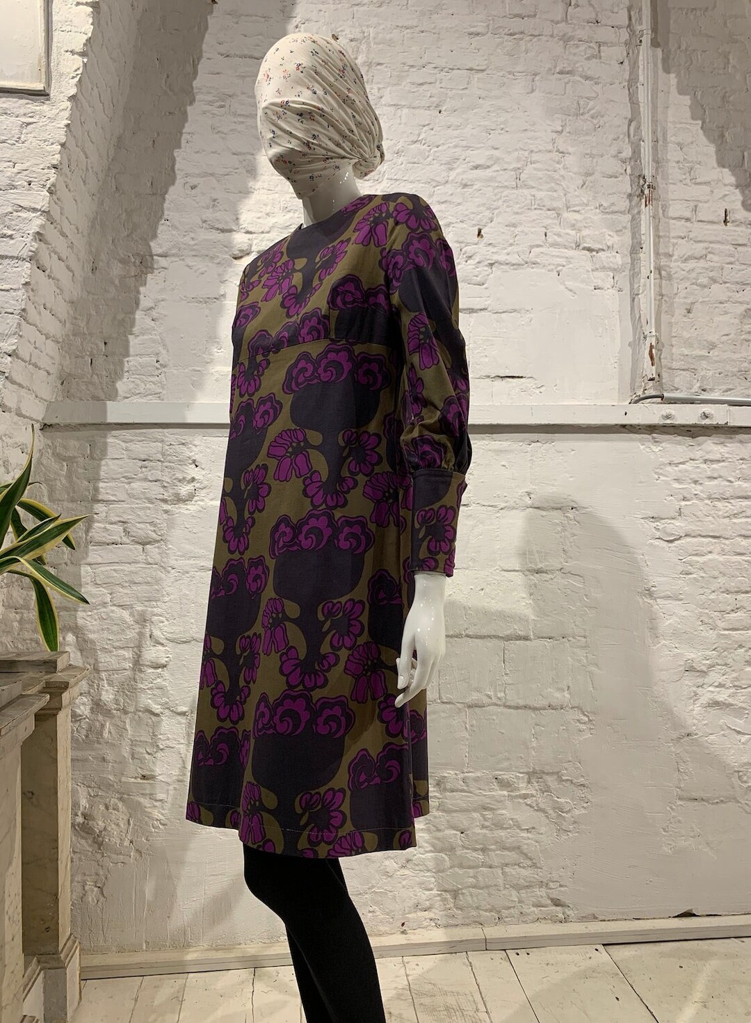 Vintage 1970s Prairie Pia & Paula Finland Cotton Floral Psych Mod Dress ...
