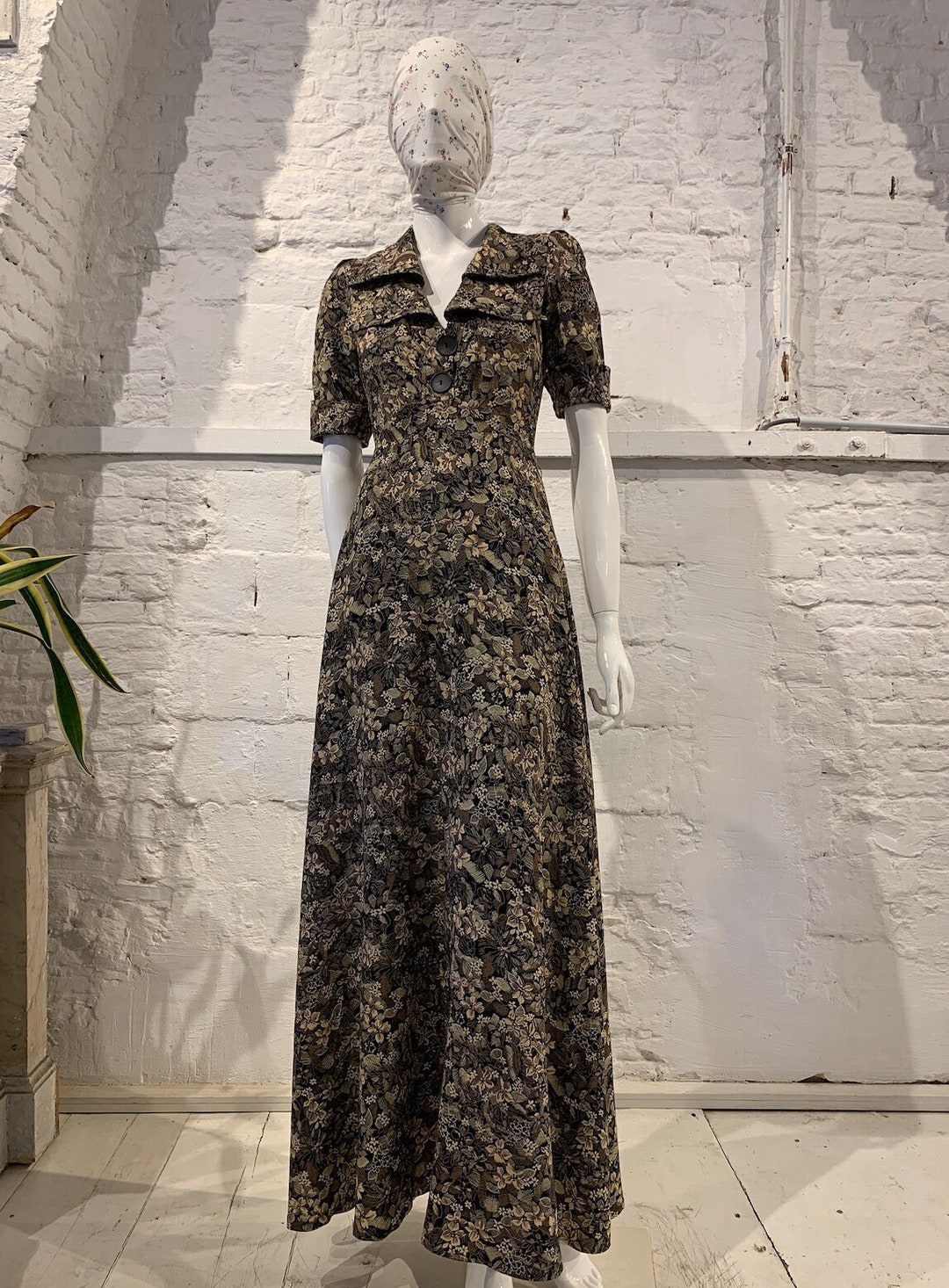 Rare Vintage 1970s Does 1940s British Boutique Louis Caring Floral ...