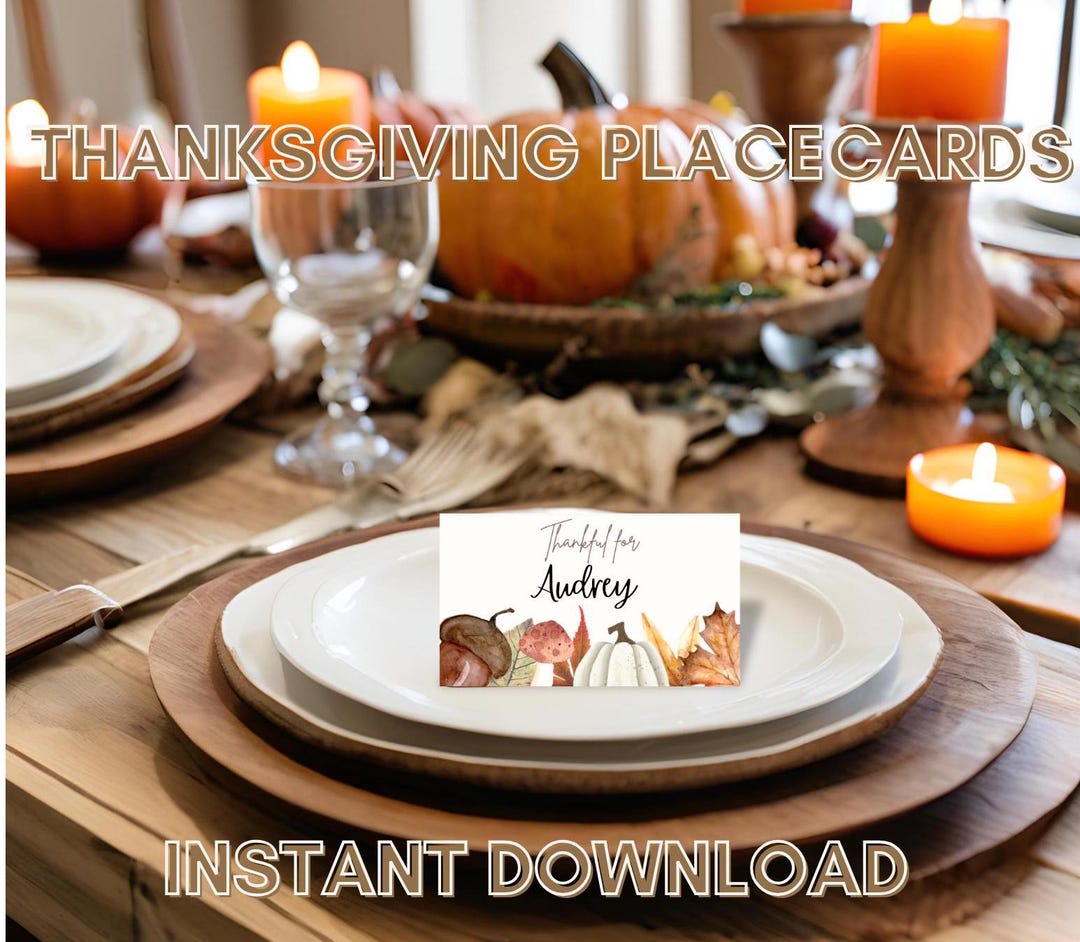 Thanksgiving/fall Themed Decor Table Setting Place Cards - Etsy