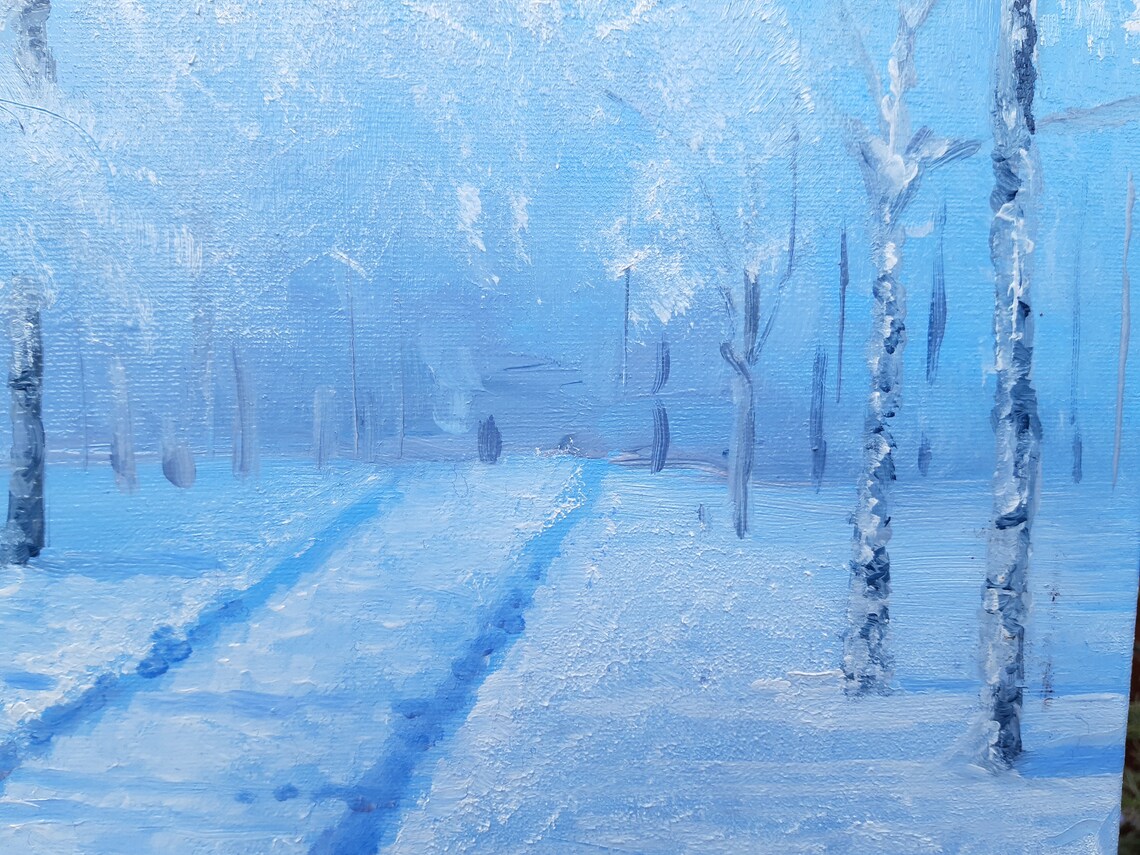 Winter Woodland Painting, Snow Scene, Winter Trees, Landscape - Etsy