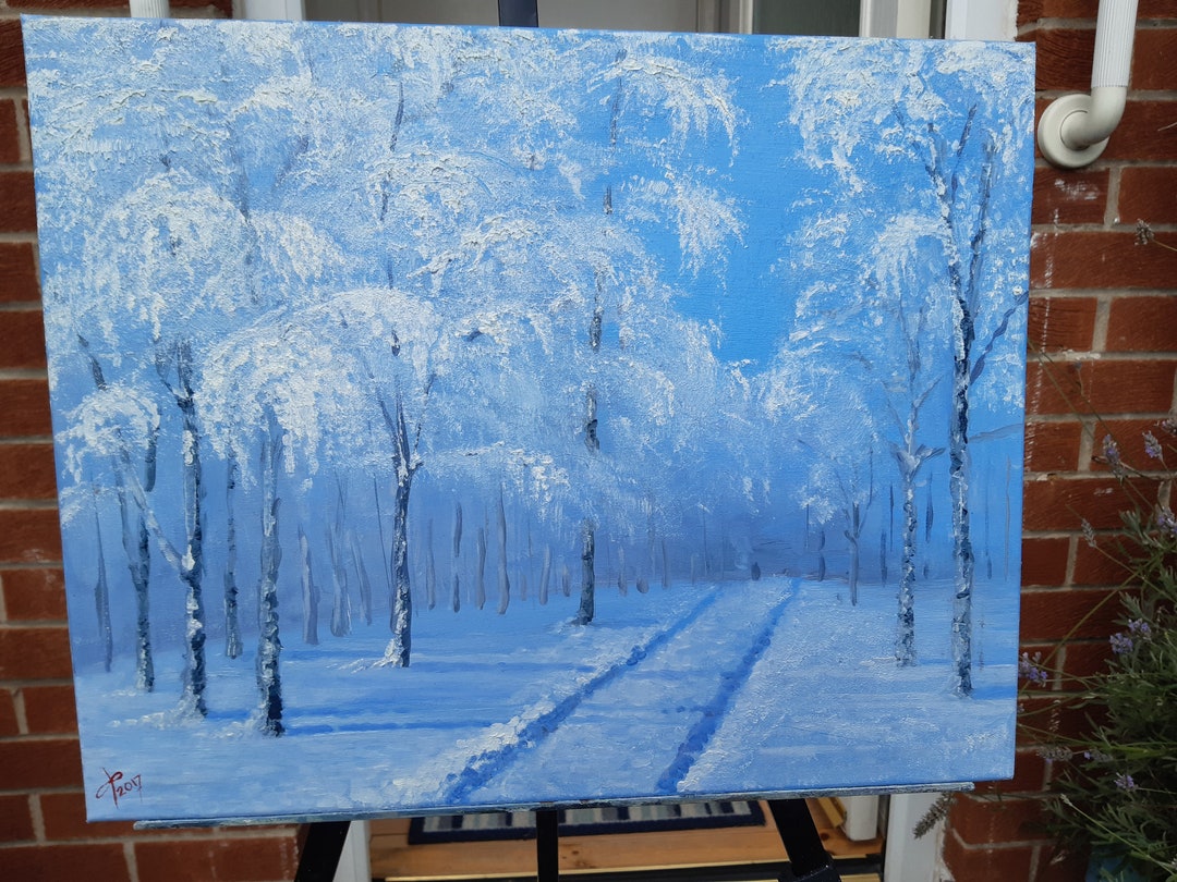 Winter Woodland Painting, Snow Scene, Winter Trees, Landscape - Etsy