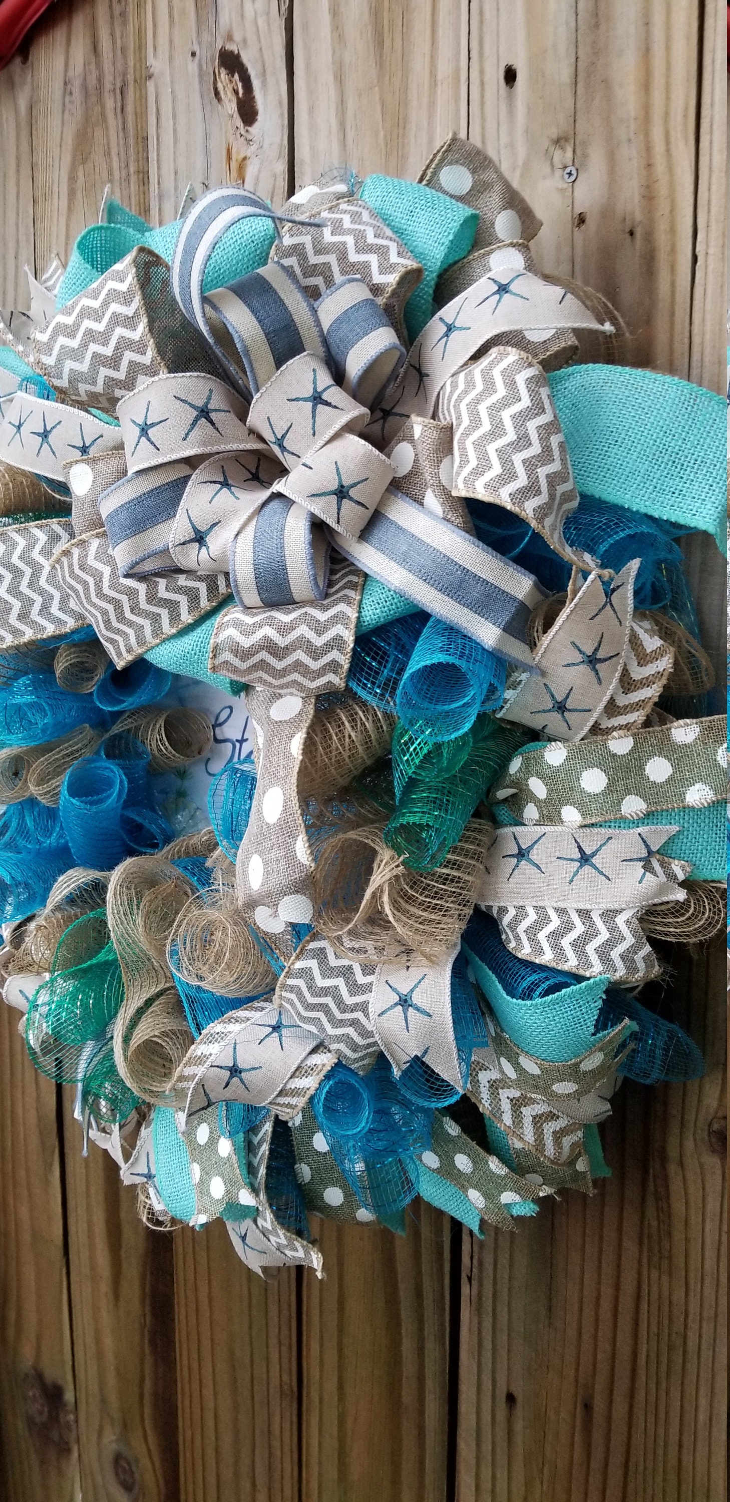 Beach House Summer Nautical Coastal Wreath Deco Mesh Front Door Home ...