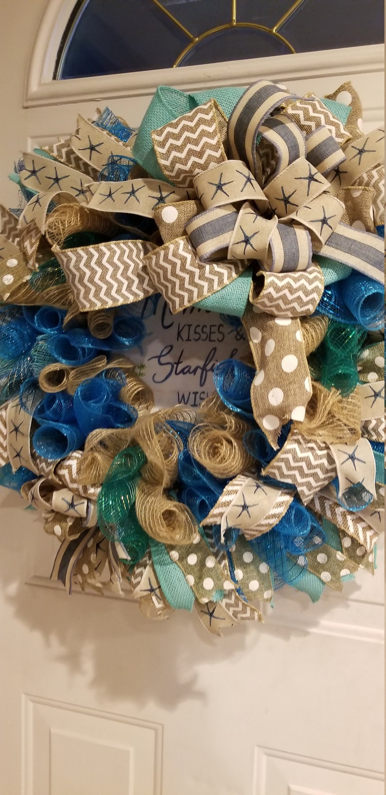 Beach House Summer Nautical Coastal Wreath Deco Mesh Front Door Home ...