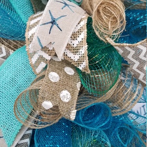 Beach House Summer Nautical Coastal Wreath Deco Mesh Front Door Home ...