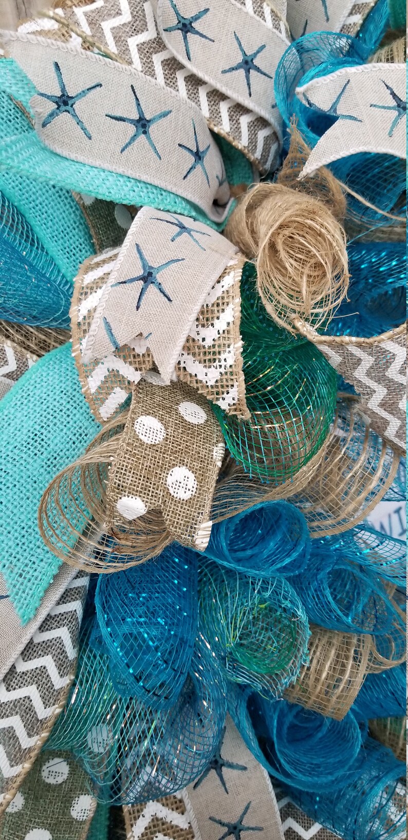 Beach House Summer Nautical Coastal Wreath Deco Mesh Front Door Home ...