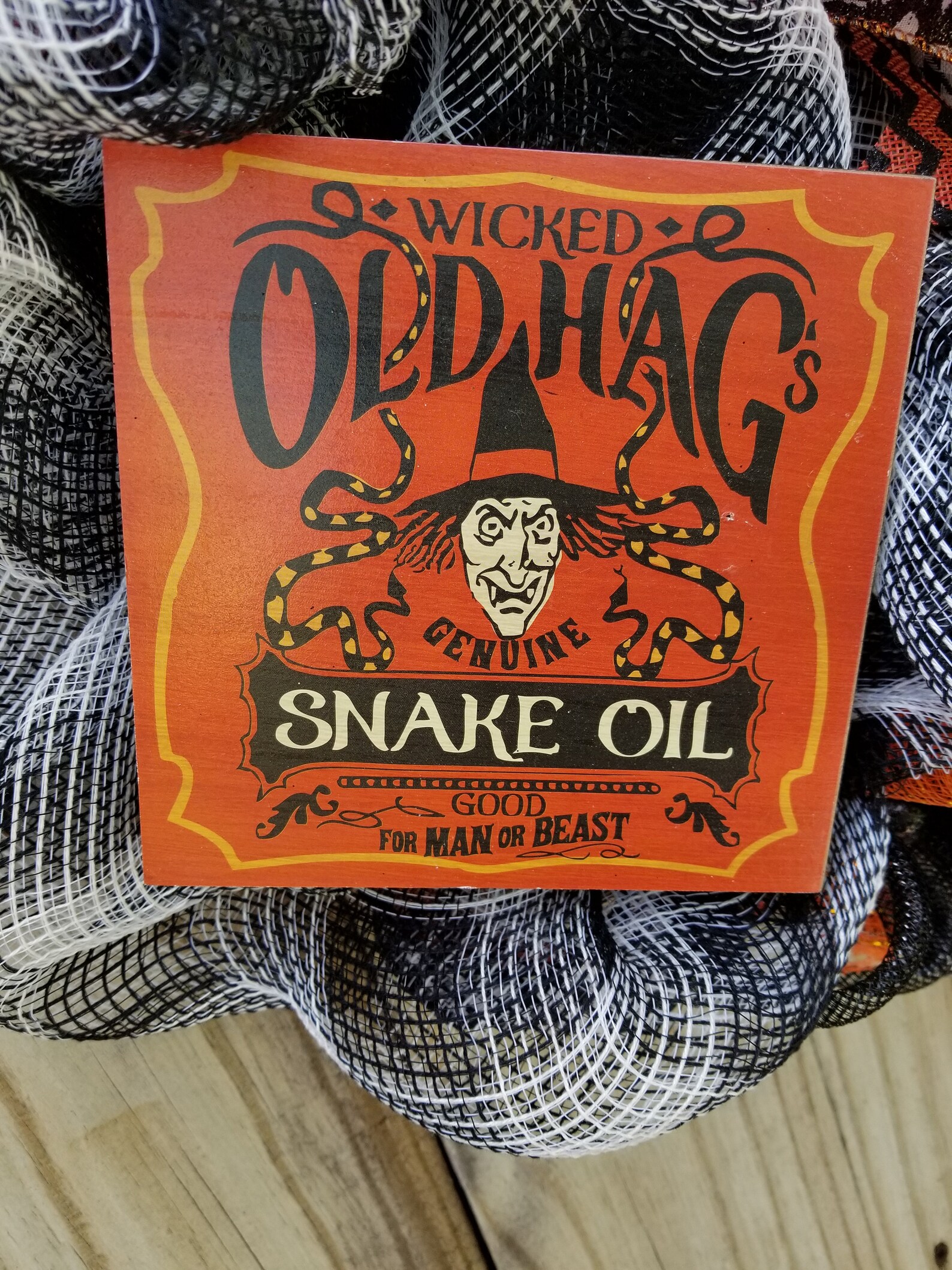 Vintage Halloween Wicked Witch Snake Oil Orange and Black Deco Mesh DIY ...