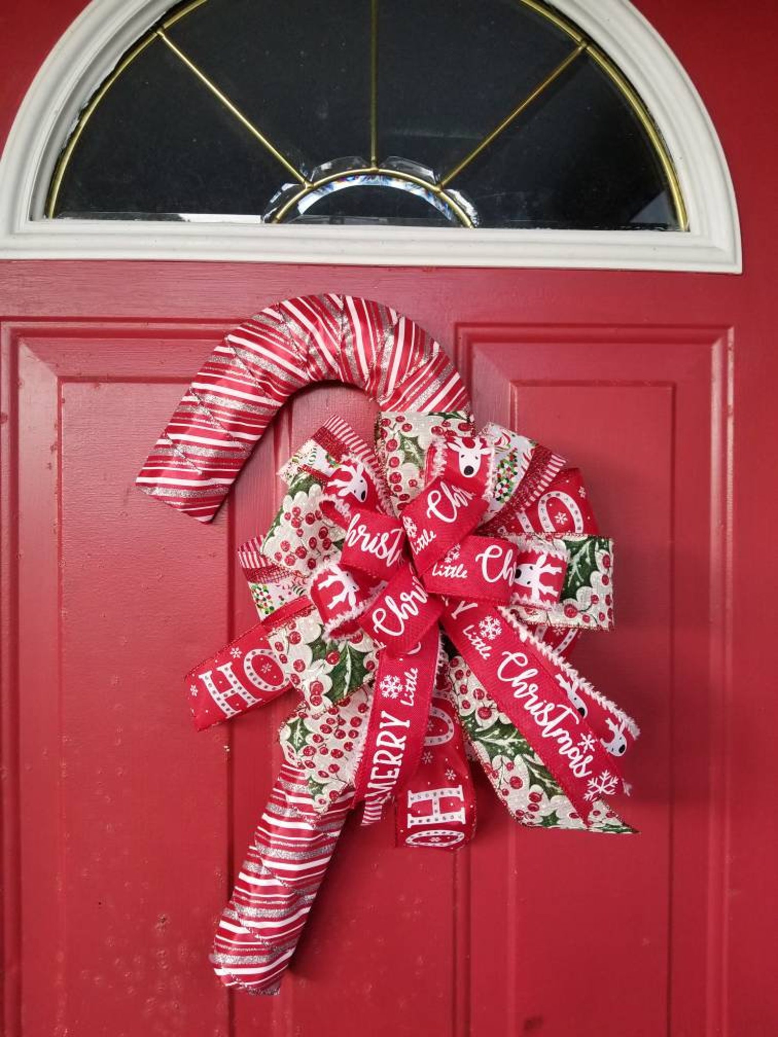 Christmas Candy Cane Front Door Decoration Peppermint Happy Holidays ...