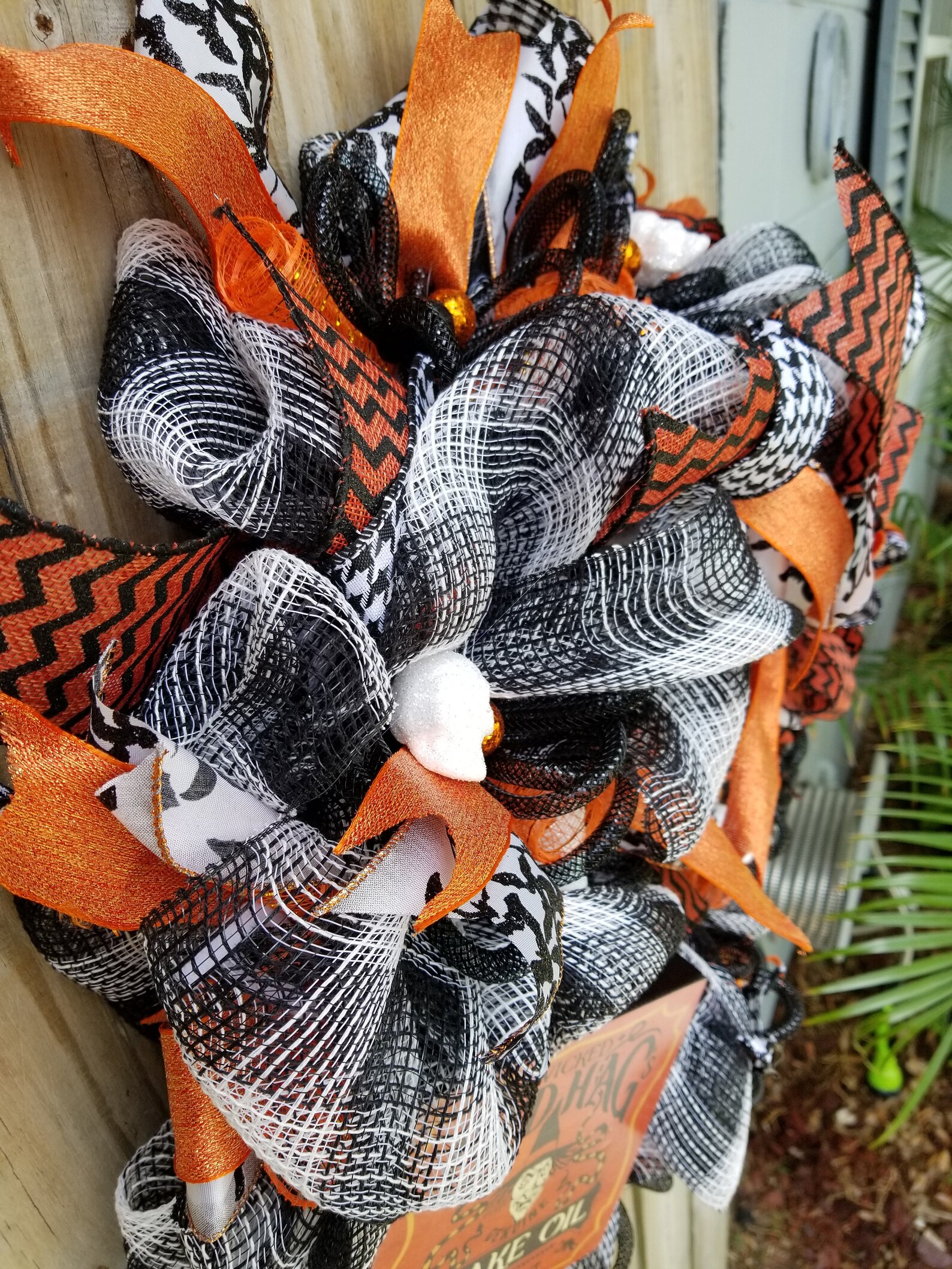 Vintage Halloween Wicked Witch Snake Oil Orange and Black Deco Mesh DIY ...