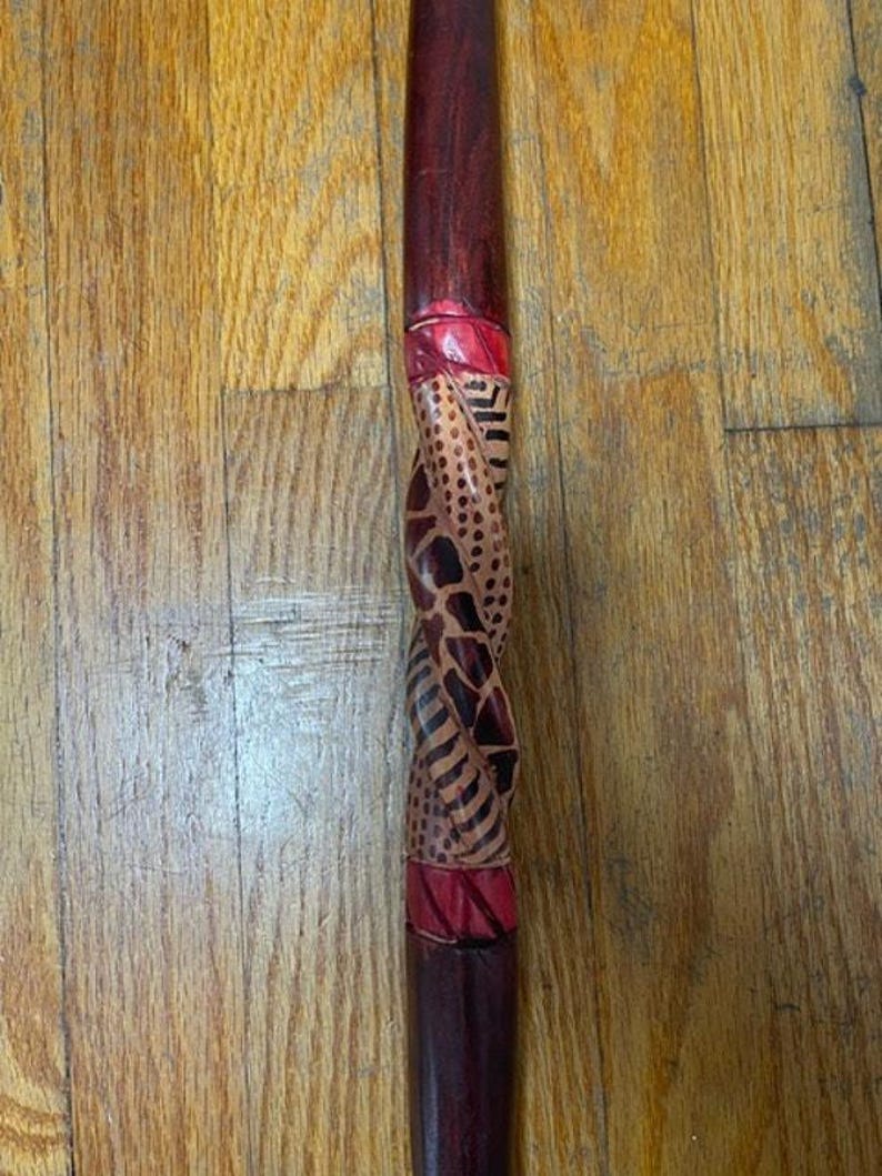 African Handle Elephant Carved Walking Stick Cane Decorative Wood Art ...