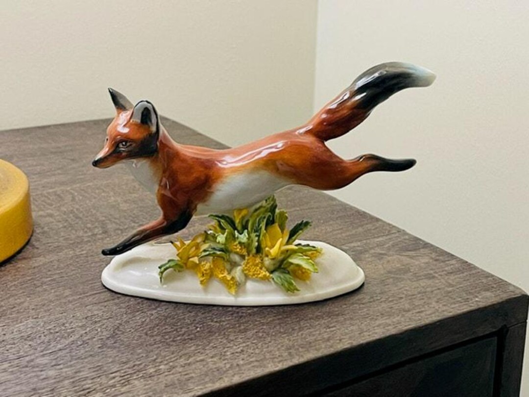 Royal Adderley Bone China Fox With Flowers Figurine Barbara Hinley ...
