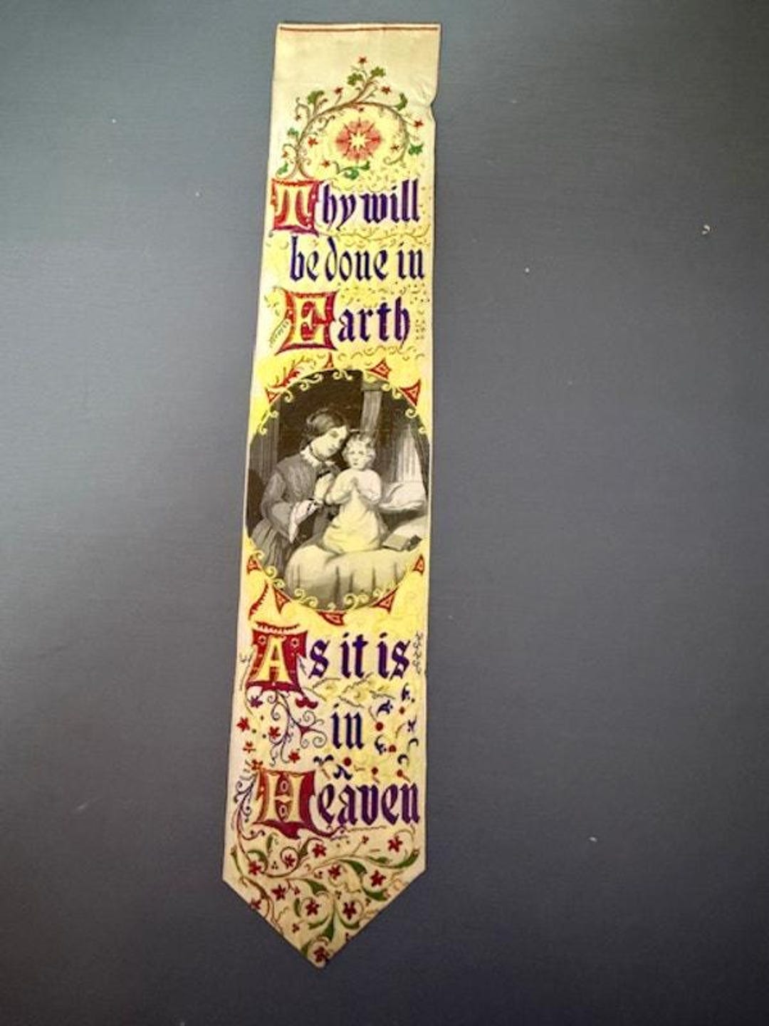 Rare Stevengraph Silk Bookmark Mother and Child Praying as It is in ...