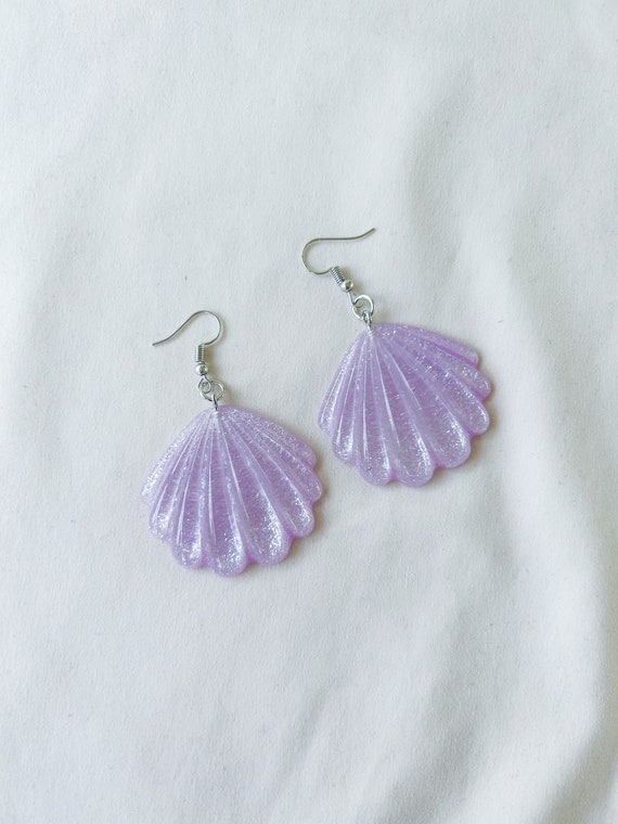 Ariel Inspired Purple Shell Earrings the Little Mermaid Costume Cosplay Mermaid Earrings Etsy