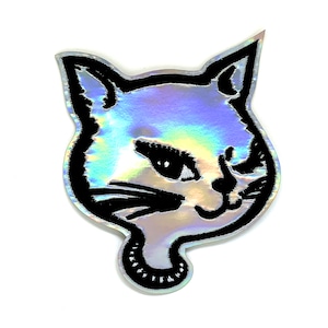 Retro 90s Holo Winking Cat Patch - Kitty Cat Patch - Vintage Winking ...