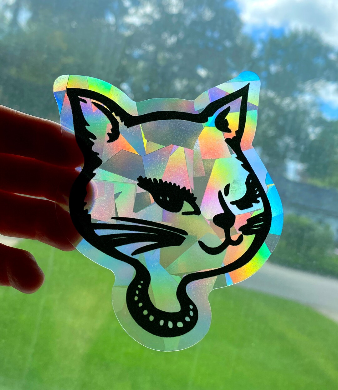 Retro Suncatcher Winking Cat Sticker Vintage 90s Winking Cat Sticker ...