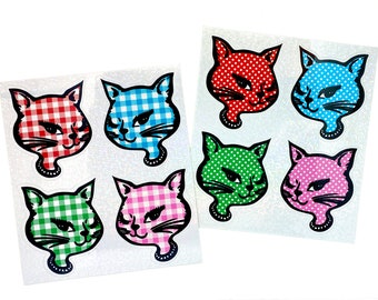 Retro Suncatcher Winking Cat Sticker Vintage 90s Winking Cat - Etsy