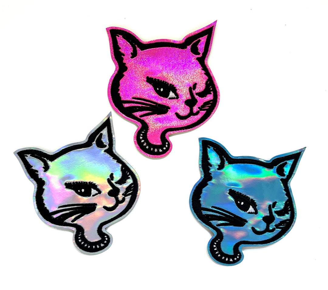 Retro 90s Holo Winking Cat Patch - Kitty Cat Patch - Vintage Winking ...