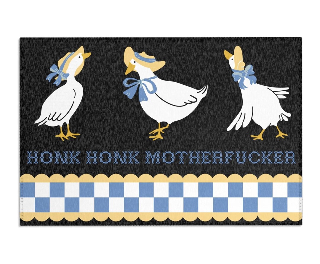Funny Silly Swearing Goose Kitchen Rug Vintage Retro Country Geese Rug ...