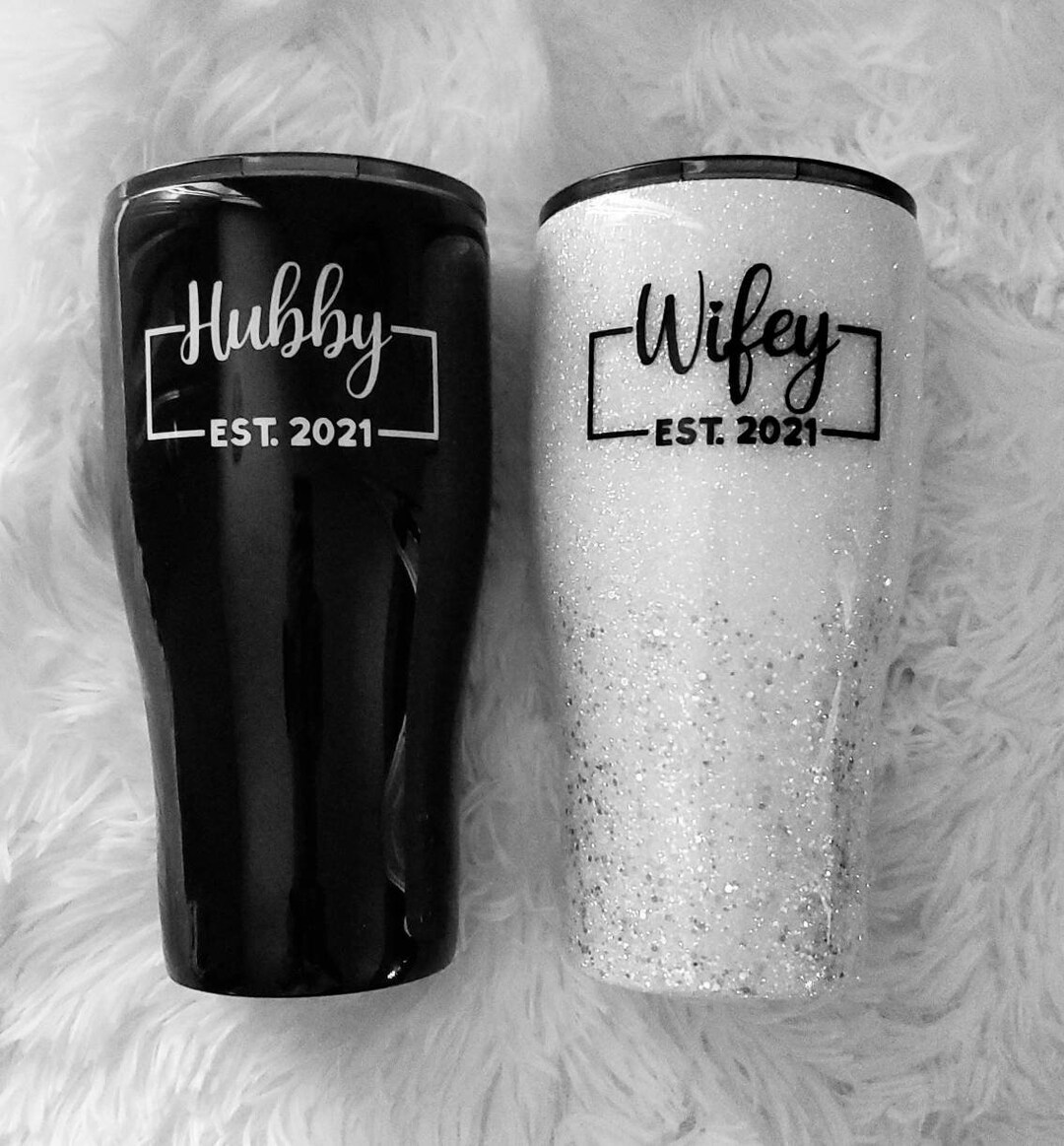 Hubby & Wifey Wedding Tumbler Set Bride and Groom Tumbler Set Husband ...