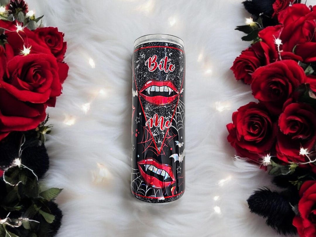 Vampire Glitter Tumbler | Bite Me Glitter Tumbler | Halloween Tumbler ...