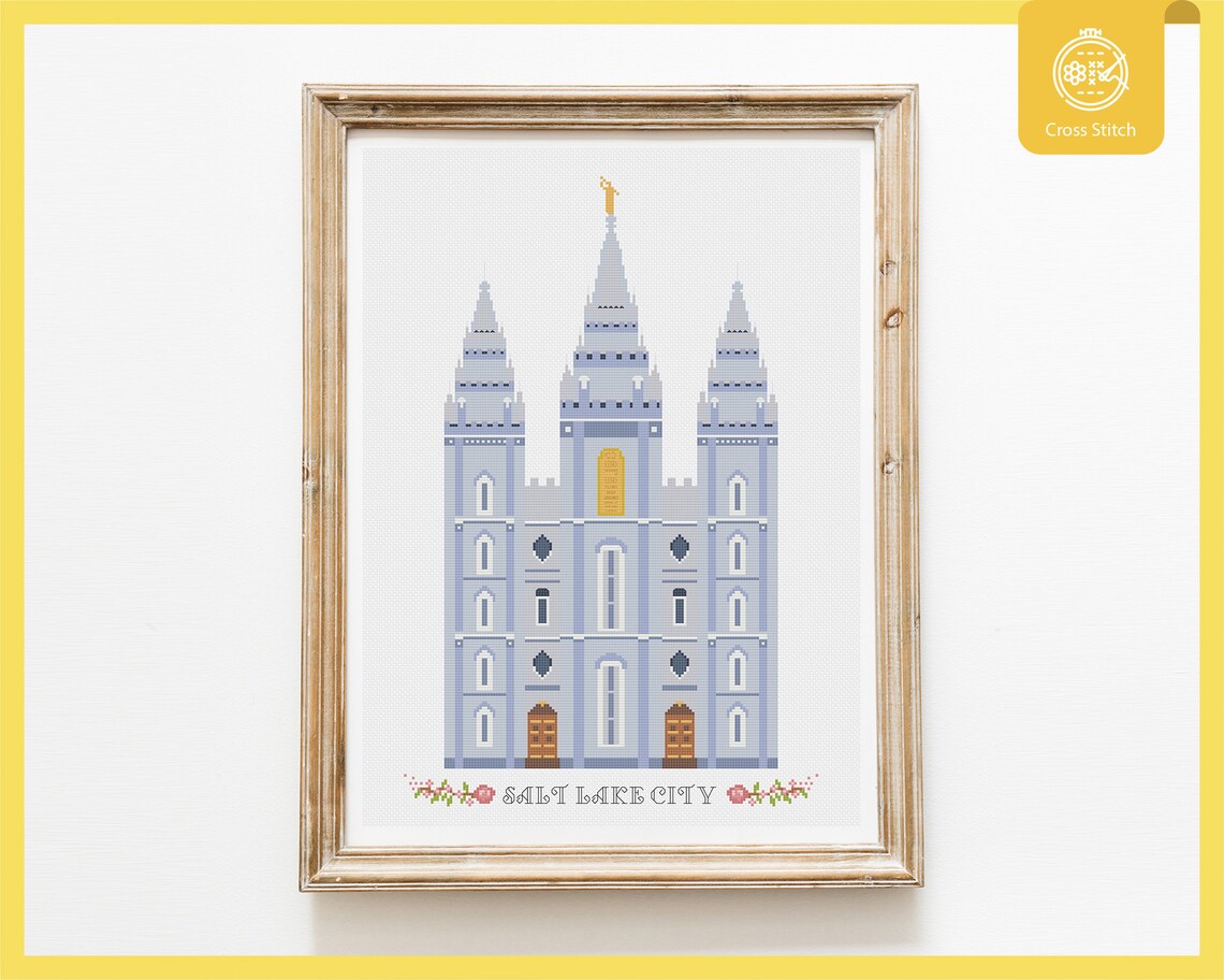 Salt Lake City Temple Cross Stitch Pattern - LDS Temple Cross Stitch ...