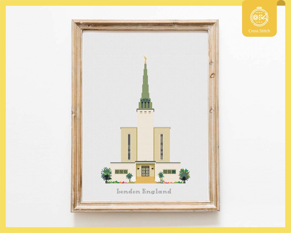 London England Temple Cross Stitch Pattern - LDS Temple Cross Stitch ...