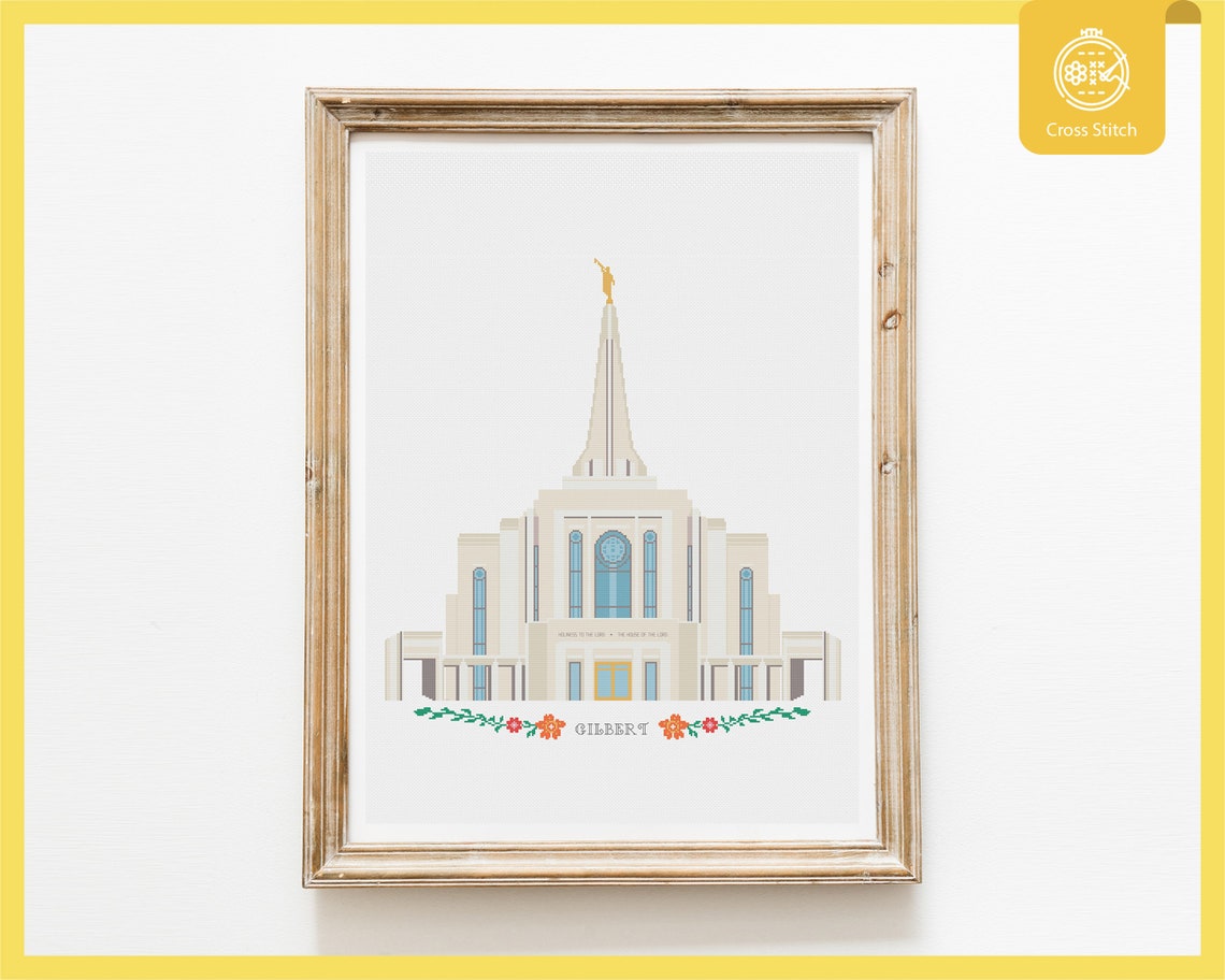 Gilbert Arizona Temple Cross Stitch Pattern - LDS Temple Cross Stitch ...