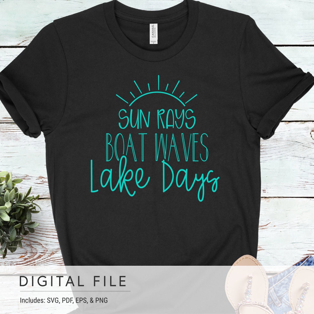 Sun Rays Boat Waves Lake Days SVG - Etsy