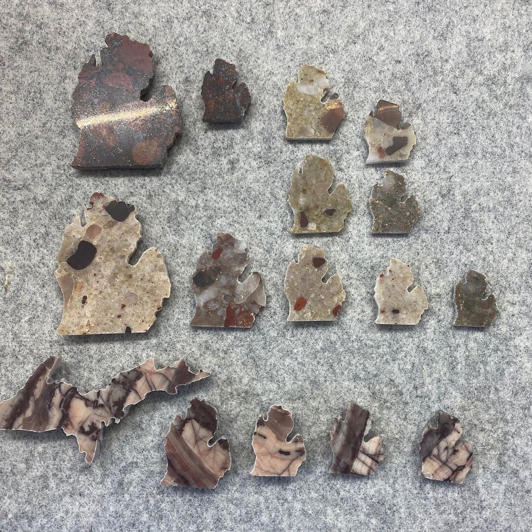 Michigan Shaped Magnet | Kona Dolomite | Pudding Stone | Rock Lover ...