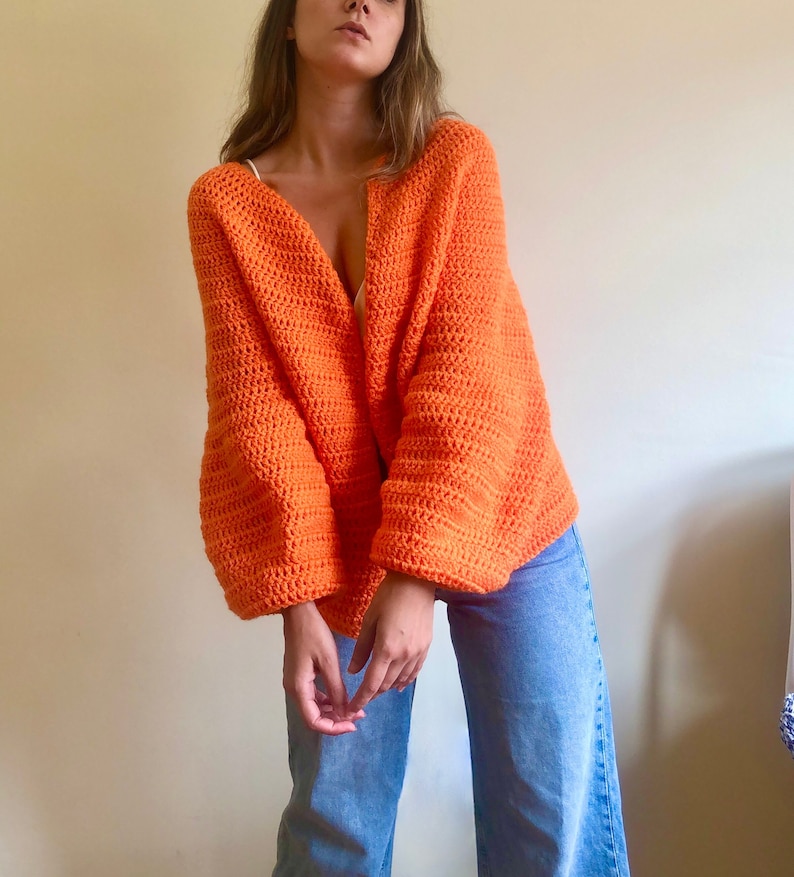 Orange Cardigan, Orange Sweater, Oversize Cardigan, Fall Cardigan ...