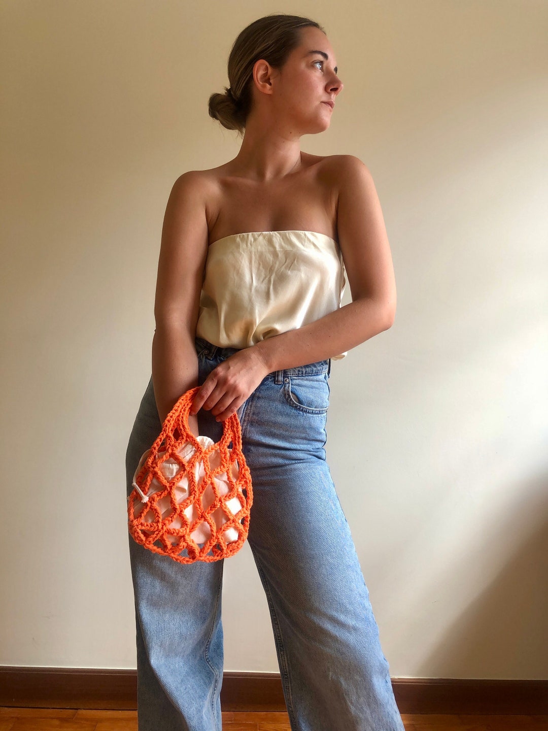 Crochet Handbag, Mini Bags Statement Bag, Orange Handbag, Neon Bag ...