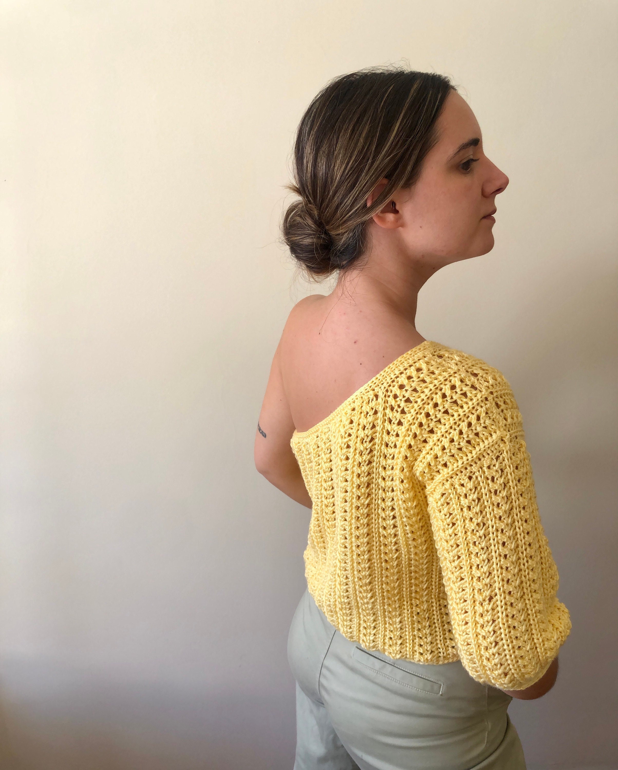 One Sleeve Shirt Yellow Light Sweater Lace Sweater off - Etsy